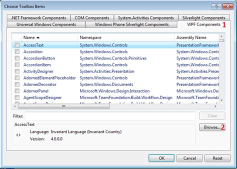 Adding UI For WPF To Visual Studio Toolbox Telerik UI For WPF