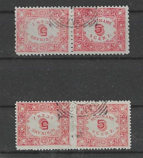 Suriname 1909 Aid issue tête beches NVPH 58a 59a Catawiki