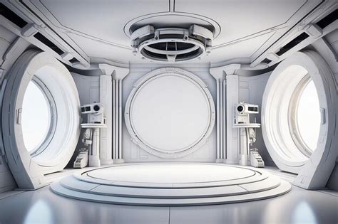 Premium Photo Galactic Observatory Interior Mockup With Blank White Canvas For Placing Your Design