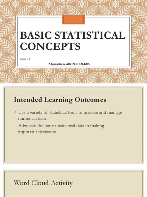 Basic Statistical Concepts Lesson 1 Pdf Level Of Measurement