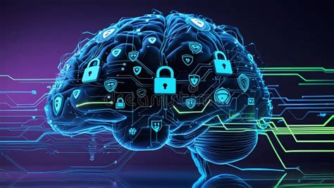 Futuristic Cybersecurity Concept Featuring Digital Brain Stock Image Image Of Protection