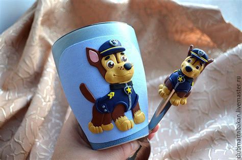 Кружка и ложка с декором из полимерной глины Щенячий патруль в интернет ...
