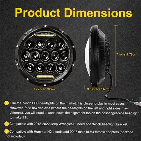 Pair 7 Inch Round Led Headlights Halo Angle Eyes For Jeep Wrangler Jk