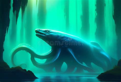 The Luminous Leviathan Of The Digital Anime World Stock Illustration