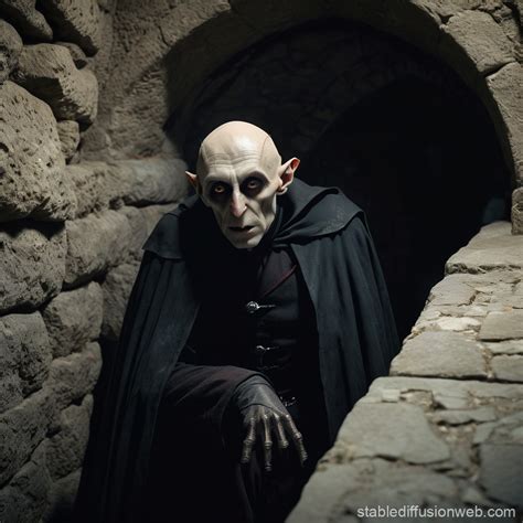 Count Orlok From The 2024 Nosferatu Adaptation Stands In A Dark Prompts Stable Diffusion Online