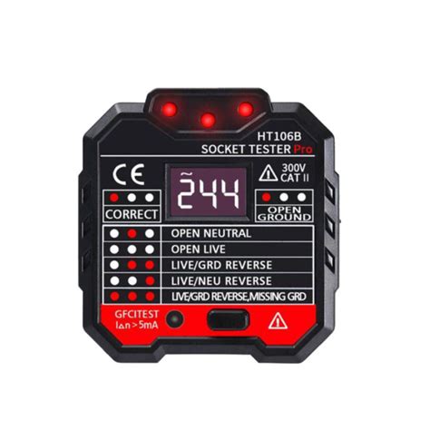 Ht106 Socket Tester Pro Voltage Test Socket Detector Uk Eu Plug Ground Zero Line Plug Polarity