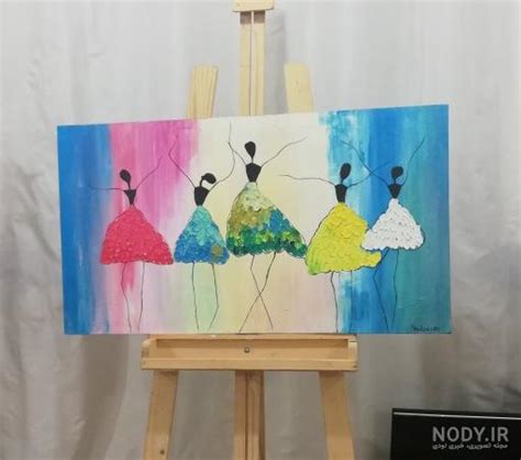 طرح نقاشی روی بوم با رنگ اکریلیک عکس نودی