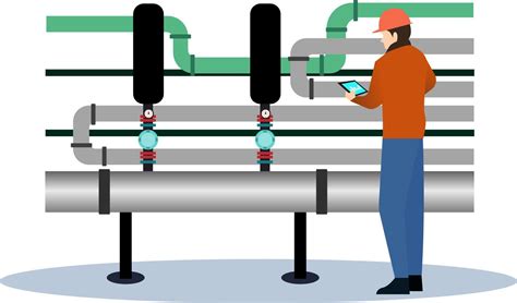 Pipe Industry Worker Vector Illustration Oil Gas Workers Pipeline Repairman Flat Vector