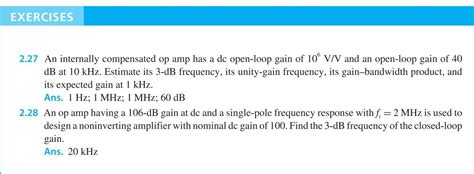 Solved Exercises 227 An Internally Compensated Op Amp Has A