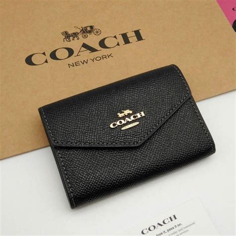 Coach Card Case Womens Black Crossgrain Leather 65x105cm New Ebay