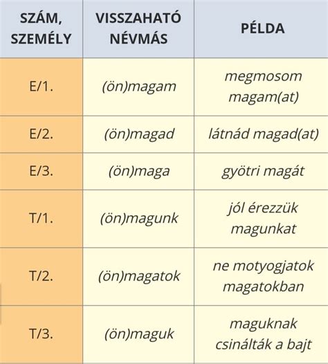 A Visszaható Névmás Egyes és Többes Számát Valamint Valamennyi