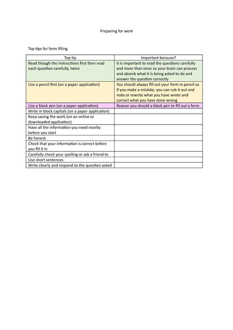 Tips For Form Filling How To Fill A Form Preparing For Work Top Tips For Form Filling Top
