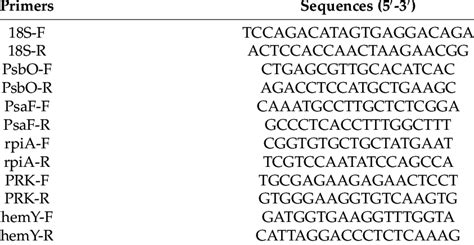 The Primer Sequences Of Qrt Pcr Download Scientific Diagram