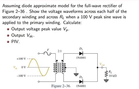 Solved Assuming The Diode Approximate Model For The Full Wave Rectifier Of Figure 2 36 Show