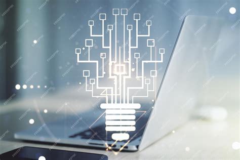 premium photo creative light bulb illustration with microcircuit on modern computer background