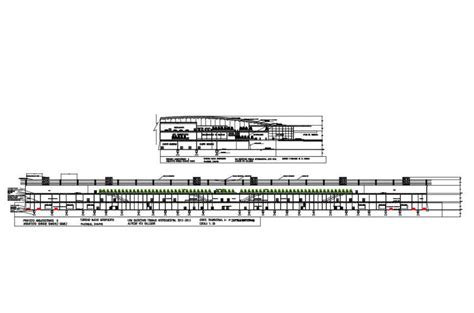 Section And Elevation Of Terminal Building 2d View Layout File In Dwg Format
