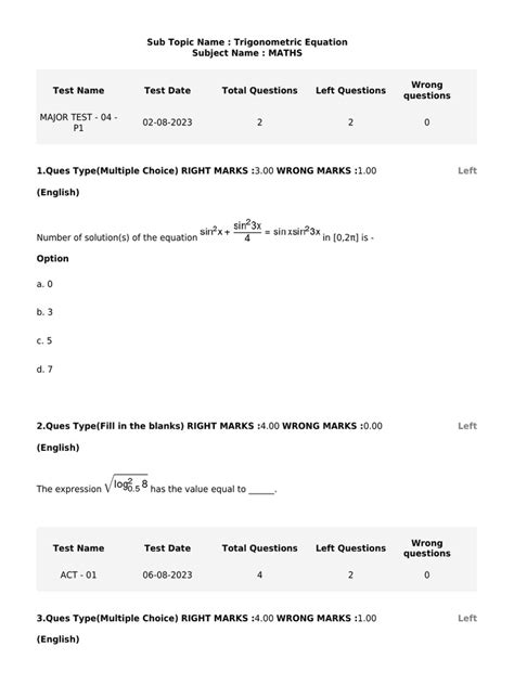 Trigonometric Equation Pdf