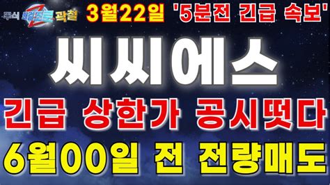 씨씨에스 주가분석 선 넘는 주가조정 결국 이걸 기다렸던거네요 이 날 안에 전량 매도하겠습니다 구독자 필수시청 씨씨에스신성델타테크모비스 Youtube