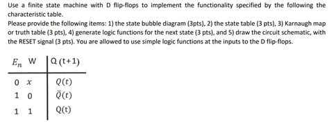 Solved Use A Finite State Machine With D Flip Flops To