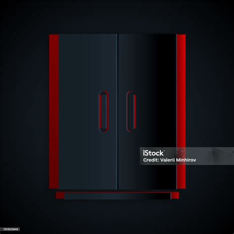 검은 색 배경에 격리 된 종이 컷 옷장 아이콘 종이 아트 스타일 벡터 0명에 대한 스톡 벡터 아트 및 기타 이미지 0명 3