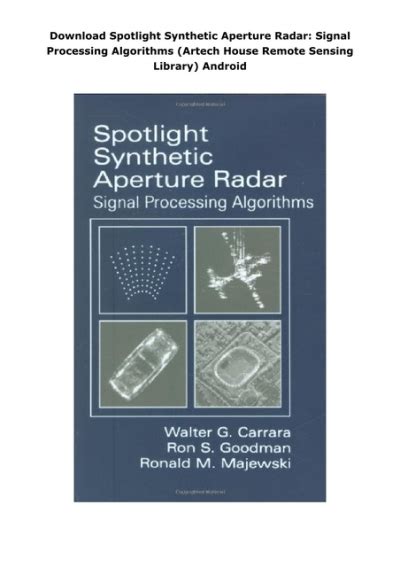 download spotlight synthetic aperture radar signal processing