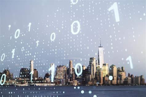 Premium Photo Double Exposure Of Abstract Virtual Binary Code