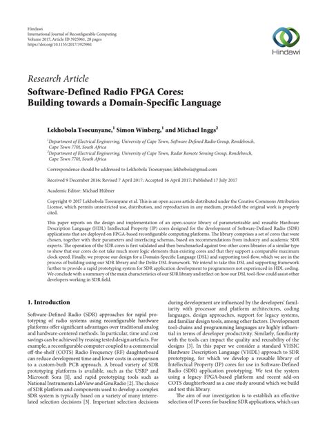 Pdf Software Defined Radio Fpga Cores Building Towards A Domain Specific Language