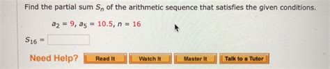 Solved Find The Partial Sum Sn Of The Arithmetic Sequence Chegg