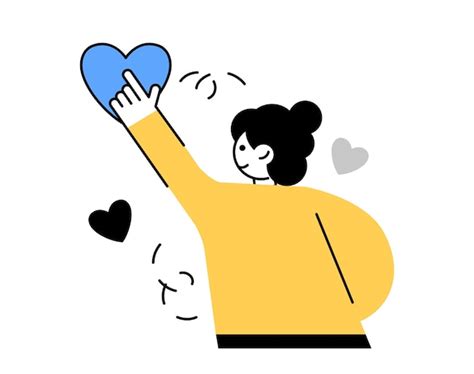 마음에 여자 푸시 소셜 미디어 개념 프리미엄 벡터