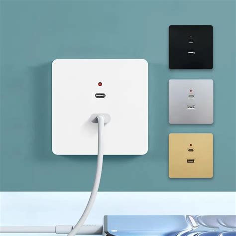 Black Universal Wall Usb C Socket 10w Type C 2port Usb Plug Adapter