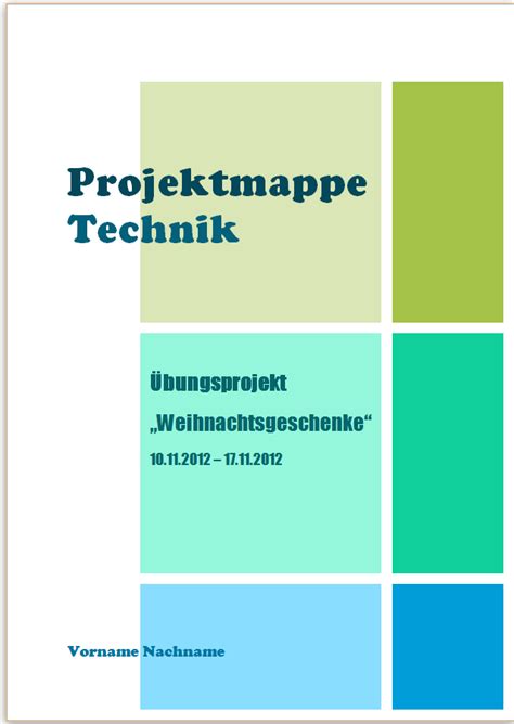 Projektarbeit Deckblatt Word