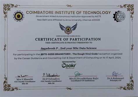 Hackathon Datascience Innovation Coimbatoreinstituteoftechnology