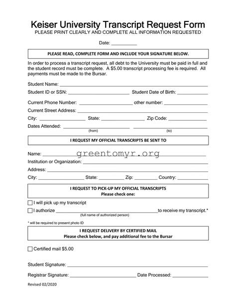 Fill Out A Valid Keiser University Transcript Request Template Now ≡ Best Places For Green