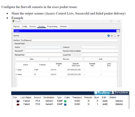 Solved Onfigure The Firewall Scenario In The Cisco Packe