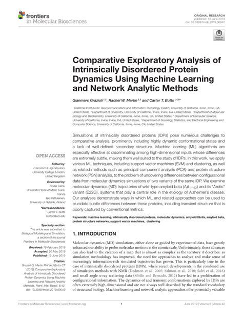Pdf Comparative Exploratory Analysis Of Intrinsically Disordered Protein Dynamics Using