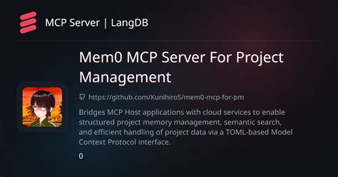 Mem0 Mcp Server For Project Management Langdb