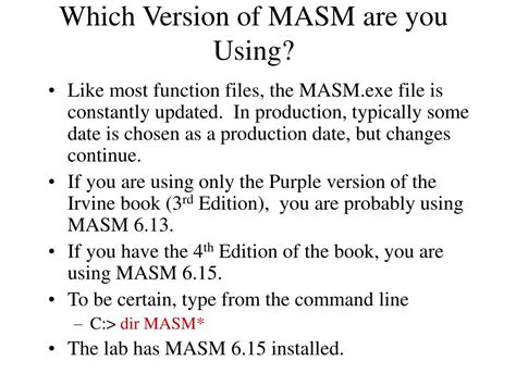 Ppt Which Version Of Masm Are You Using Powerpoint Presentation Free Download Id3221061
