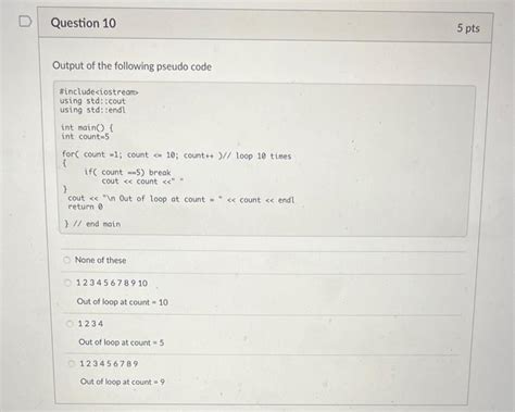 Solved Output Of The Following Pseudo Code Include Count Chegg