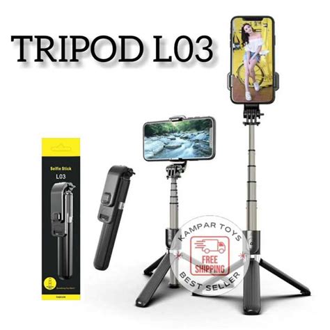 Tripod L03 Selfie Stick Tripod Wireless Remote Shutter Lazada Indonesia