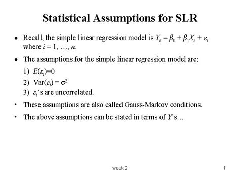 Statistical Assumptions For Slr Recall The Simple Linear