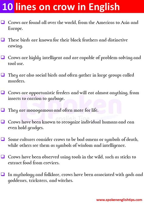 10 Lines On Crow In English Crow Problem Solving English Tips