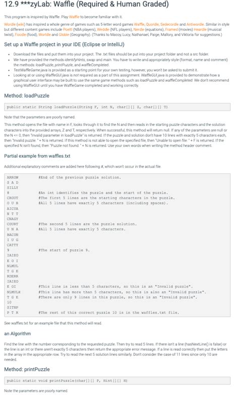 Solved This Program Is Inspired By Waffle Play Waffe To Chegg Com