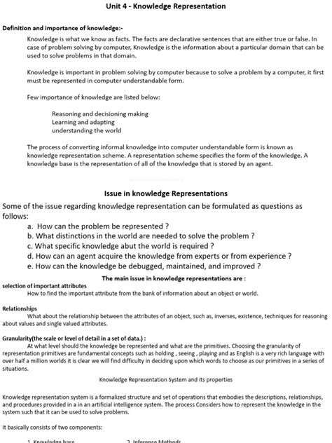 unit 4 knowledge representation and reasoning pdf logic first order logic