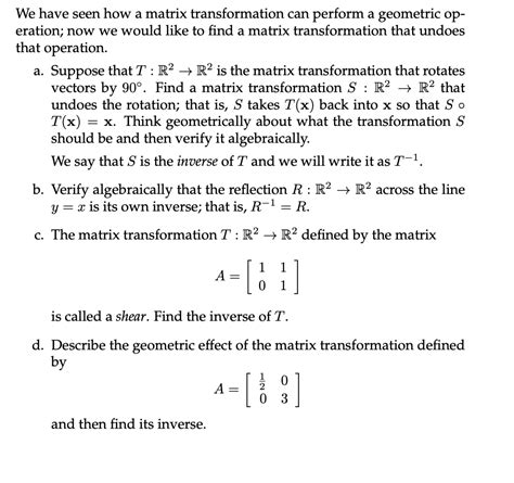 Solved We Have Seen How A Matrix Transformation Can Perform