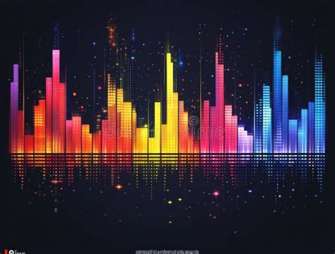 set of colorful music equalizer waveforms with vibrant neon spectrum