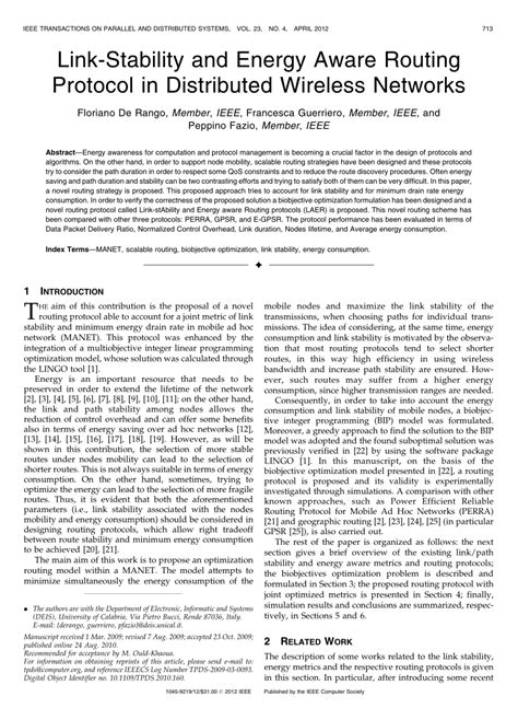 Pdf Link Stability And Energy Aware Routing Protocol In Distributed