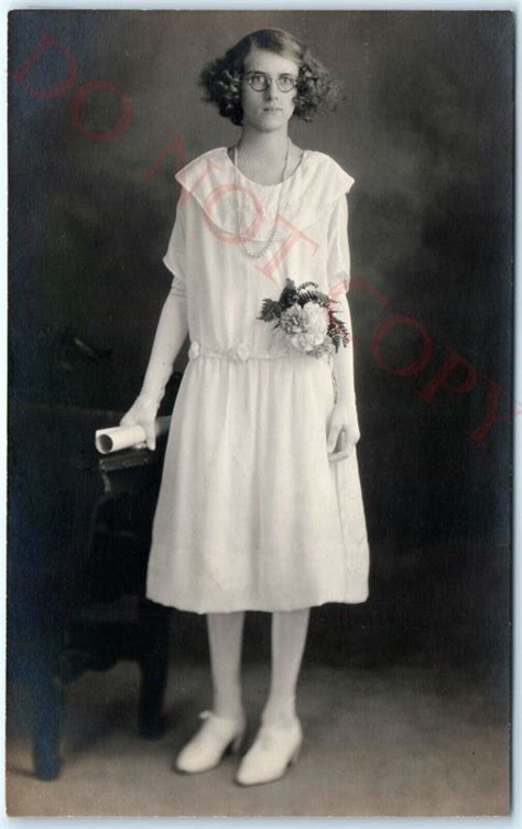 C1920s Stereotype Nerd Young Girl Rppc Buck Teeth Glasses Confirmation Geek A141 Other
