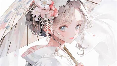 Premium Ai Image Japanese Moe Anime Style Girl Wearing Wedding Dress