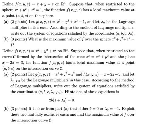 Solved Define F X Y Z X Y Z On R Suppose Chegg Com