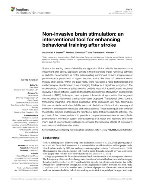 Pdf Non Invasive Brain Stimulation An Interventional Tool For